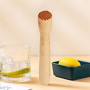 Nanli Wooden Cocktail Muddler 12 Inch Spiral Mixing Spoon Stainless Steel Shaker Spiral Spoon for Home Making Drinks Juice Cocktails
