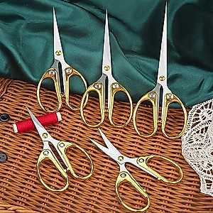 Aemoe 5inch All Stainless Steel Office Scissors,Ultra Sharp Blade Shears,Sturdy Sharp Scissors for Office Home School Sewing Fabric Craft Supplies Multipurpose Scissors Gold(SC0005-GOLD-S)