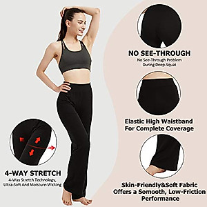 FELEMO Bootcut Flare Yoga Pants for Women Loose Fit High Waisted Yoga Sweatpants for Women Bootleg Work Pants Plus Size Maternity Lounge Pants Tummy Control Soft Bootcut Workout Pants Black L