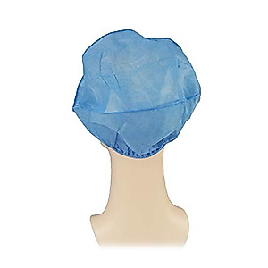 100PCS Disposable Working Hair Cap with Elastic SMS Easy Breathe Cool and Strong Head Cover Blue