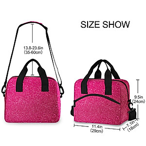 ALAZA Hot Pink Glitter Lunch Bags for Women Crossbody Lunch Bag lunch Box Lunch Cooler Bag(228be3e1)