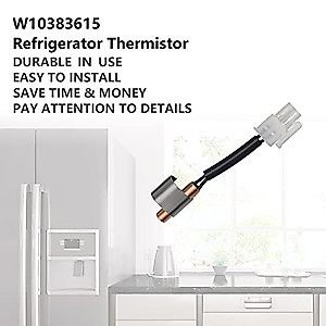 Sikawai W10383615 Refrigerator Thermistor with Clip Fit for Whirl-Pool Refrigerator Replaces WPW10383615VP 2118226 AP6020675 PS11753994