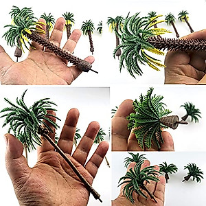 Saktopdeco 16 Pieces Plastic Model Tropical Coconut Palm Tree Cake Topper Diorama Trees for Model Train Railway Fairy Garden