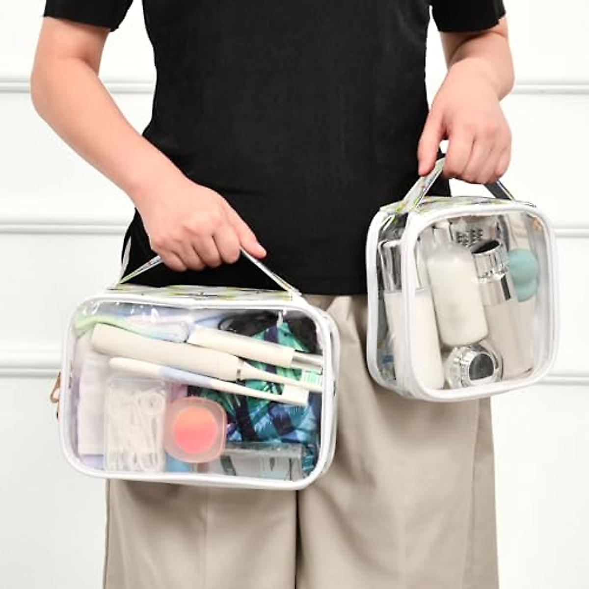 senya Clear Toiletry Bag,Travel Makeup Cosmetic Bag Carry on Airport Airline Compliant Bag Colorful Fluorescent Dragonfly for Women Men