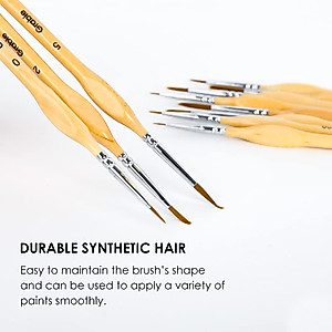 Grabie Paint Brush Set, Miniature Detail, 11 Pcs, Nylon Hair, Paint Brushes for Oil, Acrylic, Watercolor and Gouache, Detail Paint Brush With Natural Wood Handle, Great for Beginners and Professionals