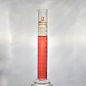 TN Lab Graduated Measuring Cylinder 250ml Borosilicate Glass with Glass Base 2-Pack
