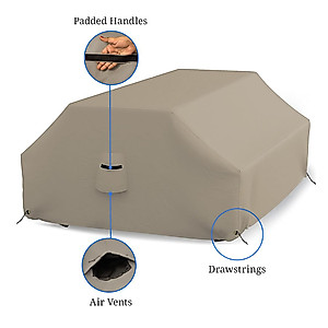 Covers & all Picnic Table Cover, 12 Oz Waterproof UV & Weather Resistant Protector, Outdoor Patio Table Bench Outside Furniture Cover with Air Vents & Drawstrings (72”L x 57”W x 30”H, Beige)