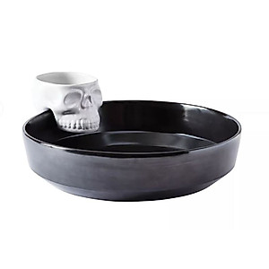 Halloween Stoneware Serving Trays- Plates and Bowls - Occult Gothic Tableware (Chips and Dip)