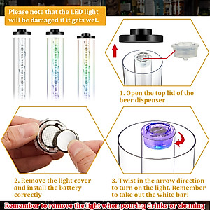 2 Pack Beer Dispenser 3 Liter/ 100oz Beverage Tower Dispenser Clear Tabletop Liquor Juice Margarita Drink Tower Dispenser with Removable Ice Tube and LED Light for Home Bar Party Outdoor