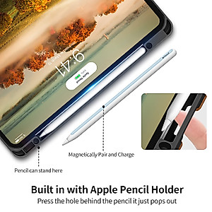 H HOLIMET Case for iPad Pro 12.9 2022 6th/5th/4th/3rd Generation 2021 2020 2018 with Pencil Holder Pocket Soft TPU Back Shockproof, Auto Sleep/Wake, Vegan Leather