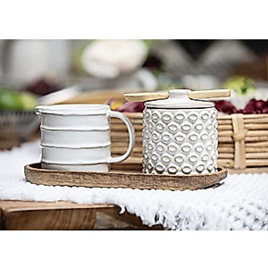 Mud Pie 47800014 85 Stoneware Tray Set, Natural, Sugar Dia | Cream 3" x 3", 50