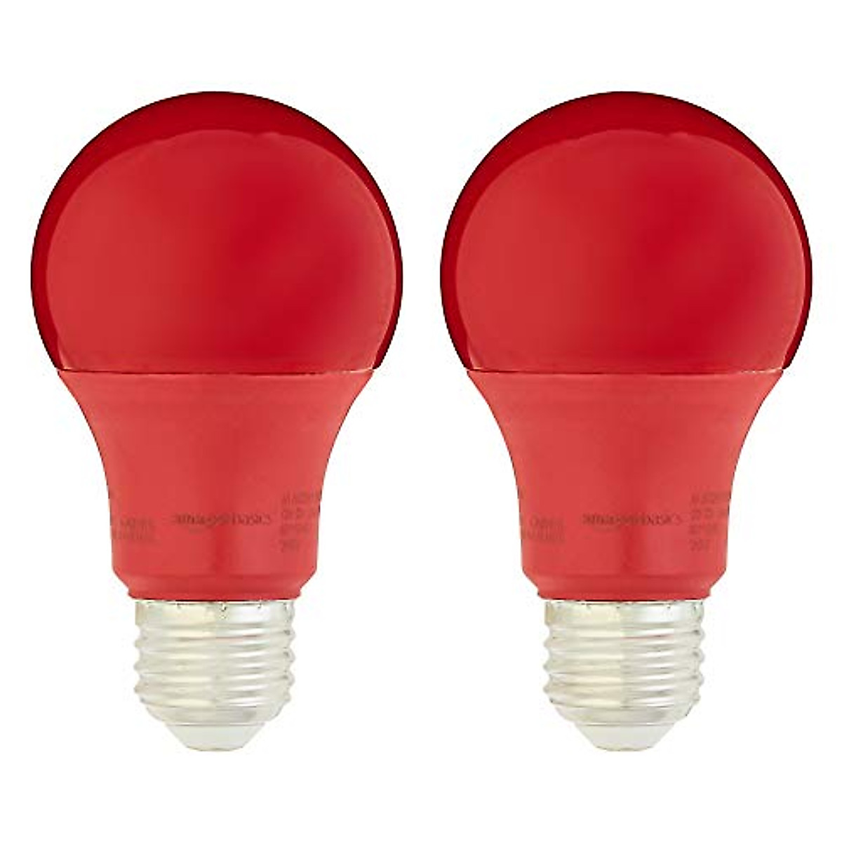 Amazon Basics 60 Watt Equivalent, Red, Non-Dimmable, A19 LED Light Bulb , 2-Pack