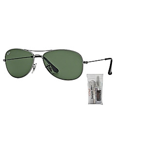 Ray Ban RB3362 COCKPIT 004 56M Gunmetal/Crystal Green Sunglasses For Men For Women