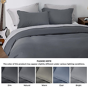 Bedsure Twin/Twin XL Duvet Cover Kids - Soft Double Brushed Duvet Cover Twin, 2 pcs, Includes 1 Dark Grey Kids' Duvet Cover (68"x90") with Zipper Closure & 1 Pillow Sham, NO Comforter