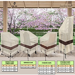 WJ-X3 Patio Chair Cover, Outdoor Lounge Cover, Heavy Duty, Waterproof Lawn Patio Furniture Covers, 35W x 39D x 36H, Beige & Coffee, 2-Pack