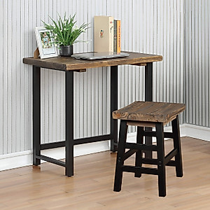Alaterre Furniture Pomona 32" Small Metal and Solid Wood Desk, 32in. Wide, Brown