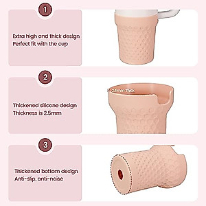 Thxbag Silicone Boot for Stanley Cup 40oz Quencher, Rose Boot Sleeve Cover Fit with Stanley H2.0 and Quencher Adventure Tumbler Accessories (40 oz, Rose Quartz)