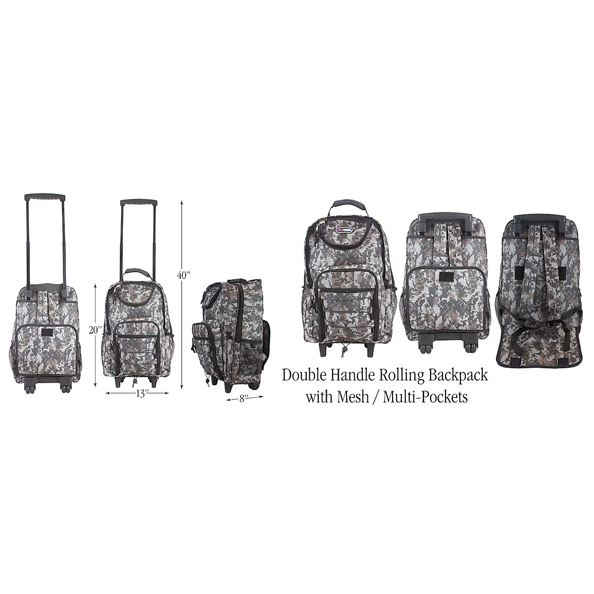 New York XPress Double Handle Rolling Backpack with Mesh/Multi-Pockets (Red)