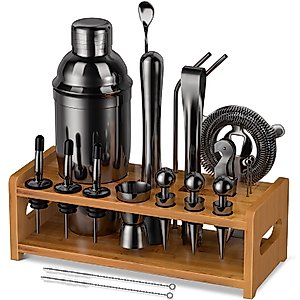 Vabaso Bartender Kit, 24pcs Bartending Kit Cocktail Shaker Set, 25oz Martini Shaker Bar Tools Set, Bar Accessories for The Home, Housewarming Father's Day