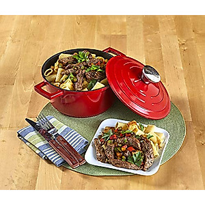 IMUSA USA, Red 5 Quart Cast Aluminum Dutch Oven With Stainless Steel Knob