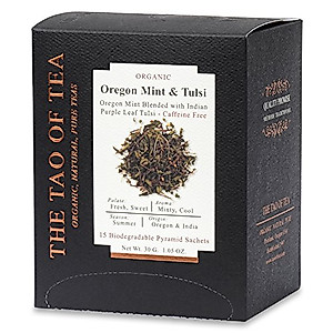 The Tao of Tea Oregon Mint & Tulsi Box Pyramid Sachets, 15 Pyramid Sachets