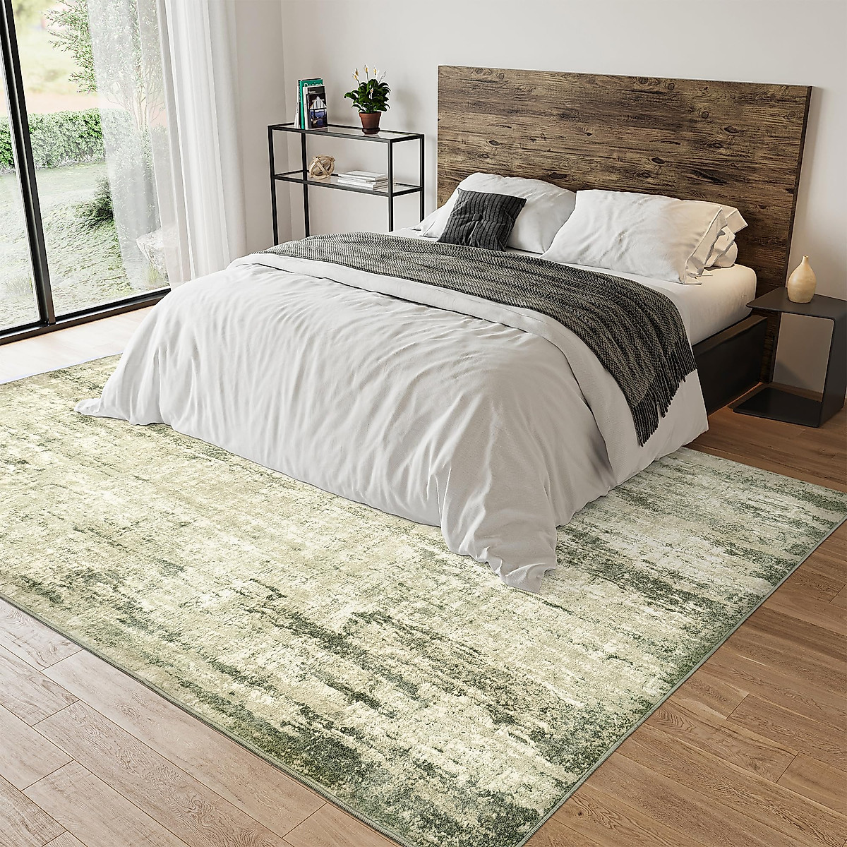 Valenrug Washable Rug - Stain Resistant Area Rugs for Living Room, Non Slip Backing Printed Rugs for Bedroom, Folable Machine Washable Area Rug(Green,8'x10')