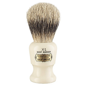 Commodore Best Badger Brush- Simpson Shaving Brushes - Faux Ivory Handle (X1 Best)