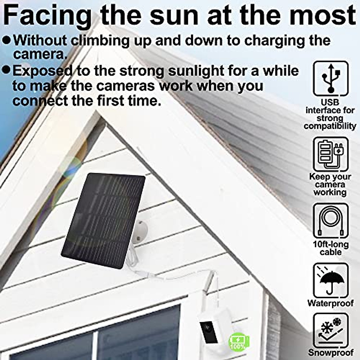 RSZBUMY Solar Panel for Wireless Security Camera, Compatible with Ring, Blink, Arlo, Nest ect, Compatible with Ring Stick Up Cam Battery, Spotlight Cam Battery(1 Pack, 4.5 W)