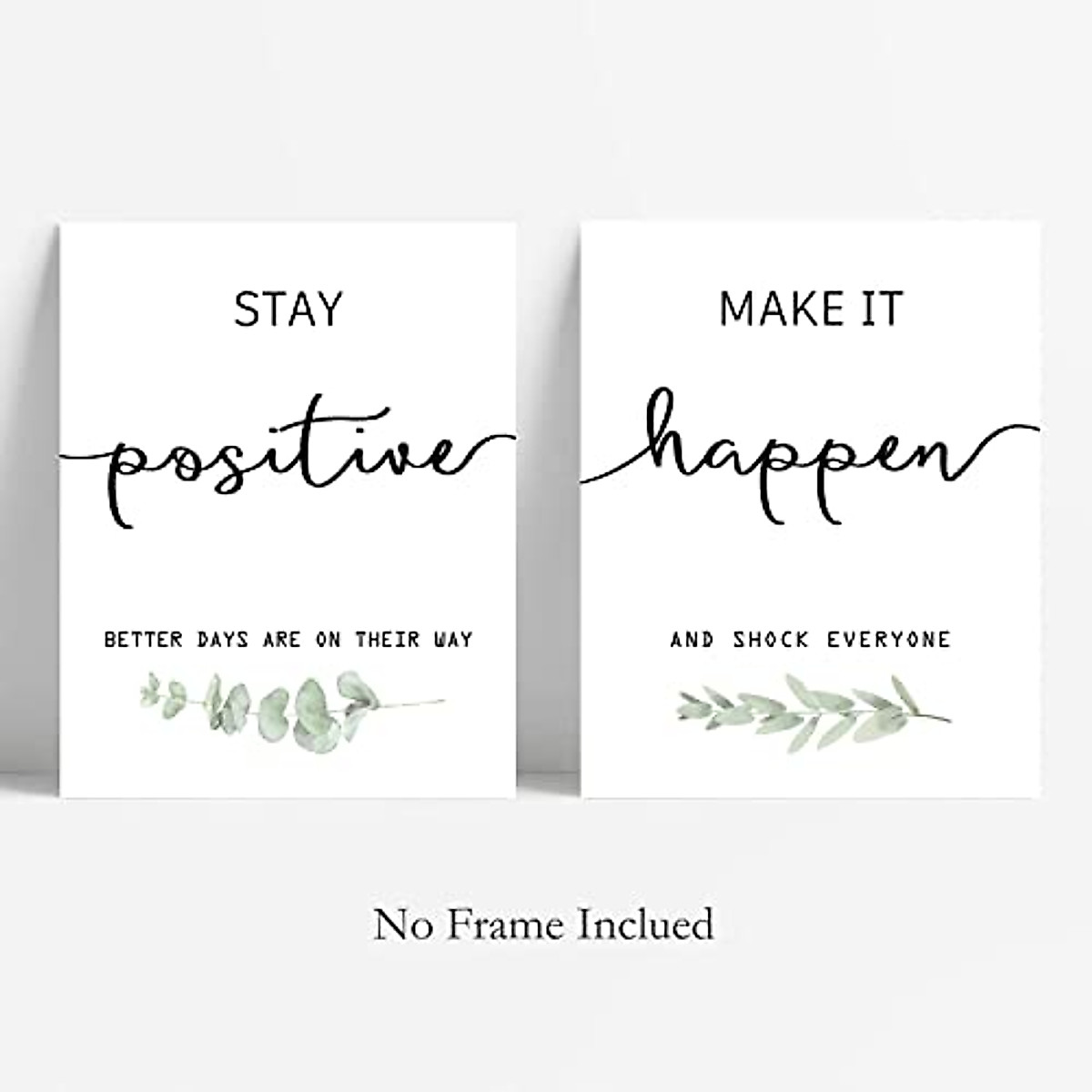 Inspirational Wall Art Office Decor, Motivational UNFRAMED Wall Art Prints for Bedroom | Living Room | Office | Classroom, Black and White Daily Positive Affirmations Poster for Women Men Kids, Set of 4, 8"x10"