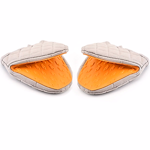 EORTA A Pair Oven Mitts Heat Insulation Short Oven Gloves Crocodile Mouth Shaped Silicone Potholder for Cooking Baking Grilling, Hands Protector, Orange