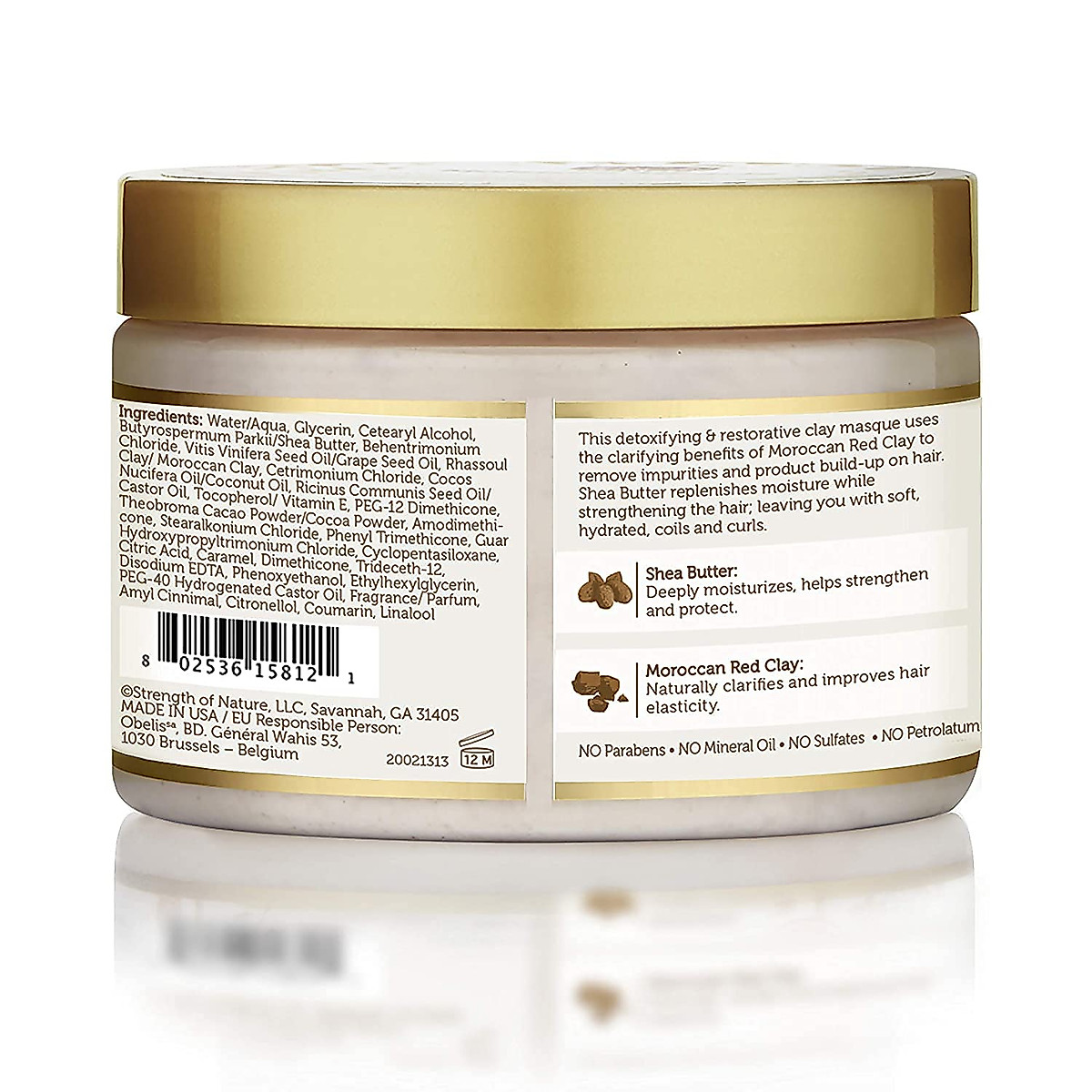 African Pride Moisture Miracle Moroccan Clay & Shea Butter Heat Activated Masque - For Natural Coils & Curls, Detoxes & Softens, Removes Impurities & Product Build-Up from Hair 12 oz