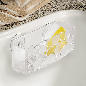 iDesign Pebblz Kitchen Sink Suction Holder for Sponges, Scrubbers, Soap - Clear