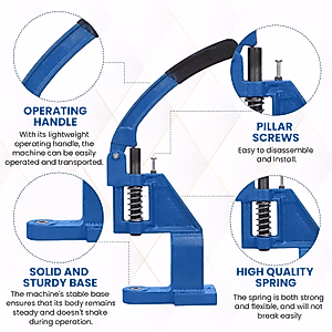 Trimming Shop Blue Hand Press Machine for Making Fabric-Covered Buttons, Handmade Fabric Covered Button and Badge Maker Press Punch Machine, Personalized Decorative Button Making DIY Tool