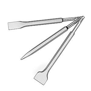 SDS-Plus Hammer Drill Chisel Set, Rotary Hammer Bits Set,3PCS Including Point Chisel, Flat Chisel, Cranked Chisels with Carry Case