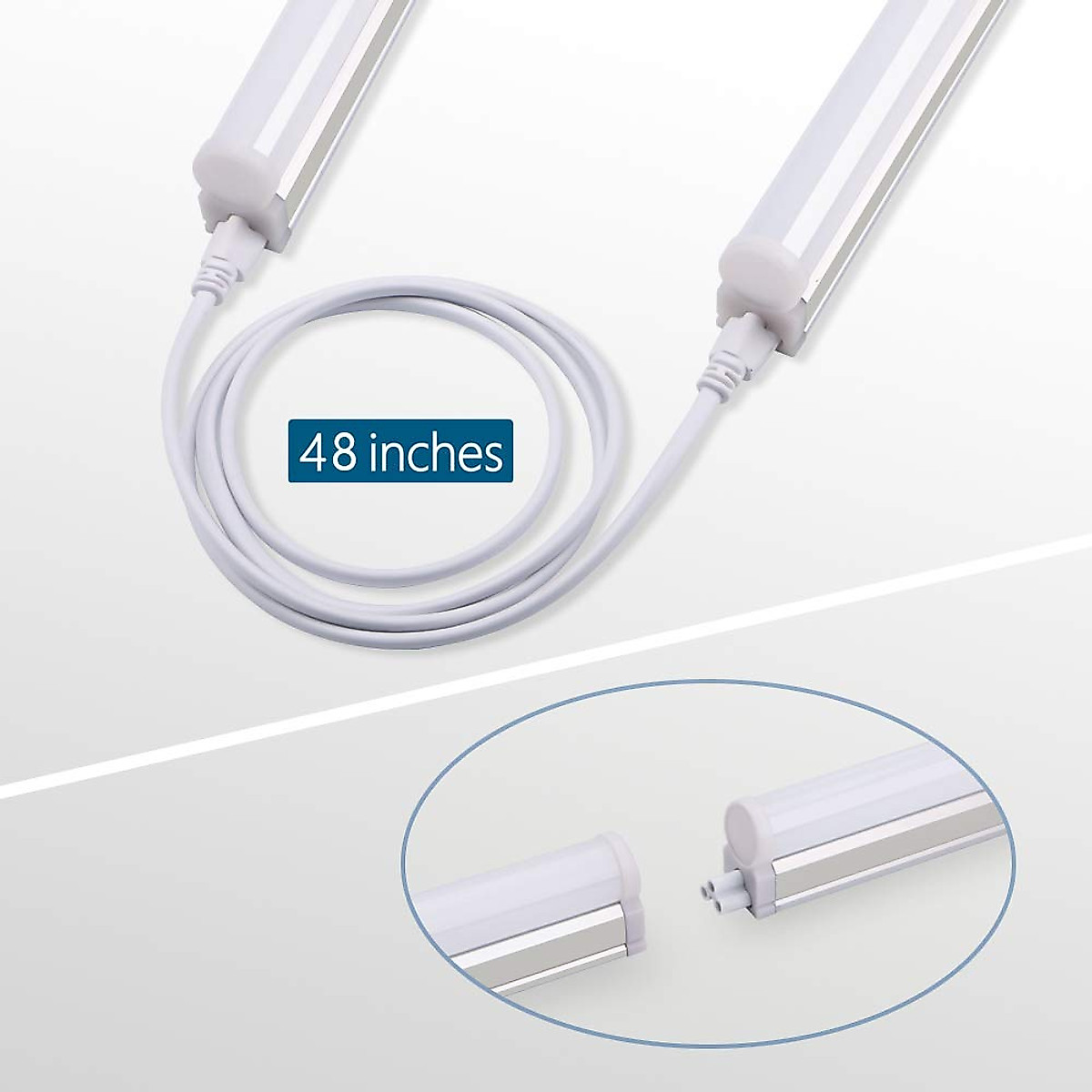 Barrina (Pack of 8) LED T5 Integrated Single Fixture, 4FT, 2200lm, 5000K, 20W, Utility Shop Light, Ceiling and Under Cabinet Light, ETL Listed, with Built-in ON/Off Switch