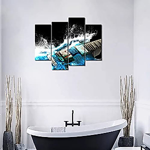 Guitar in Blue and Waves Looks Beautiful Wall Art Painting The Picture Print On Canvas Music Pictures for Home Decor Decoration Gift