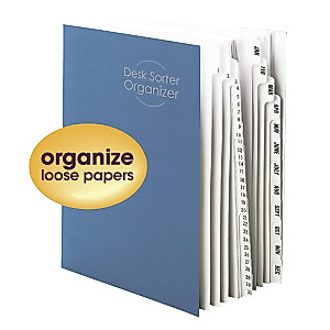 Smead Desk File/Sorter, Daily (1-31) and Monthly (Jan-Dec), 43 Dividers, Letter Size, Dark Blue (89235)
