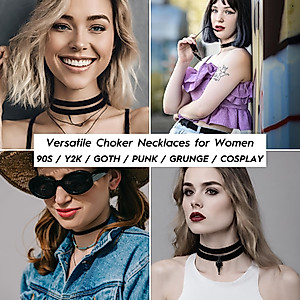 STACKABLE CREATIONS Black Leather Choker Necklace for Women - Plain, Goth Style, Sexy Neck Collar Choker Necklaces for Woman