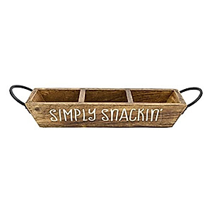 Simply Snackin 3 Section Divided Wood Snack Tray