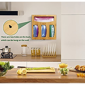 SOGUAOLO Bamboo Ziplock Bag Storage Organizer and Dispenser for Kitchen Drawer–Food Storage Bag Holders Compatible With Gallon, Quart, Sandwich & Snack Variety Size Bags.