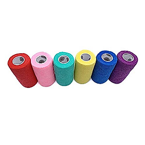 WildCow Vet Wrap Bulk 4", Vet Tape Wrap Bandages Assorted Colors (Pack of 6)