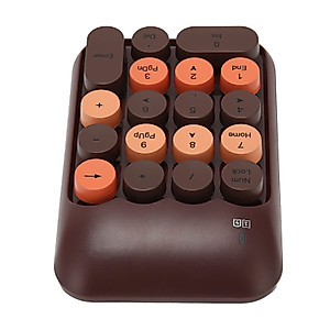 Retro Color 2.4GHz Numeric Keypad with USB Receiver for Laptop, Portable 18 Keys Wireless Number Pads Round Keycaps Auto Sleep Accounting Numpad Compatible with OS X (Coffee Color)
