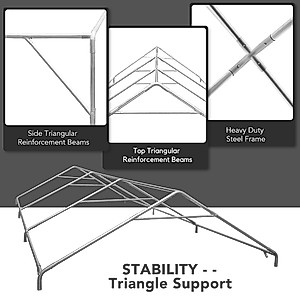 ADVANCE OUTDOOR 10x20 ft Heavy Duty Carport with Windows Sidewalls, Adjustable Height from 9.5 ft to 11 ft, Car Canopy Garage Party Tent Boat Shelter with 8 Reinforced Poles and 4 Sandbags, Gray