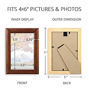 Langdon House 4x6 Picture Frames (Cherry Stained, 3 Pack), Solid Wood 4 x 6 Traditional Photo Frames with Wall Mount Hooks and Table Top Easel, Crestwood Collection