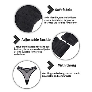 ohmydear Plus Size High Waisted Garter Belt for Women Mesh Lace Suspender Belt with 6 Straps Metal Clip for Stocking