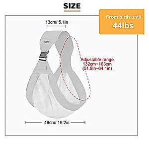 Baby Carrier,Adjustable Babies Holder Carrier,Baby Half Wrap Hip Carrier,One Shoulder Save Energy,Lightweight Breathable Mesh Natural Cotton Fabric,Suitable for Newborns Weighing 45 lbs