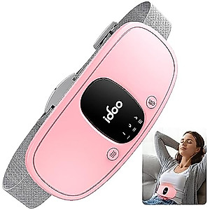 Period Heating Pads for Cramps, iDOO Portable Cordless Menstrual Heating Pad, FSA HSA Eligible, 3 Heat Levels and 3 Massage Modes, Fast Heating, Gifts for Women and Girl (Pink)