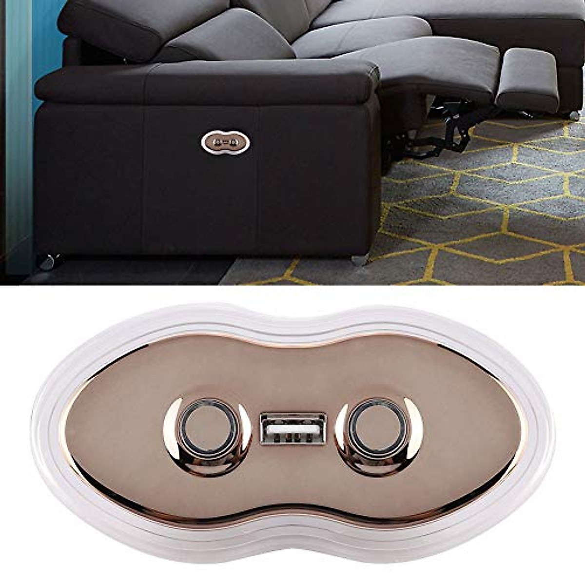 Natruss Hand Control Switch Controller 2 Button LED Backlight USB Port Electric Massage Chair Controller, Electric Sofa Controller, Sofa Switch Controller for Sofa Home