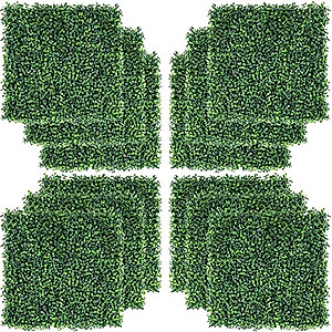 Yaheetech 12 PCS 20"x 20" Artificial Boxwood Panels Topiary Hedge Plant, Privacy Hedge Screen UV Protected Greenery Wall, Decor Faux Grass Wall Panel Suitable for Outdoor Indoor Garden Backyard