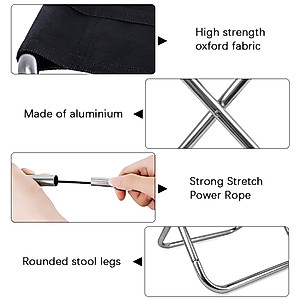 2Pcs Portable Mini Folding Camping Stool, Lightweight Camp Chair for Fishing Hiking, Compact Collapsible Travel Footstool for Outdoor, Beach, Backyard, Lawn,Picnic with Carry Bag (Large)